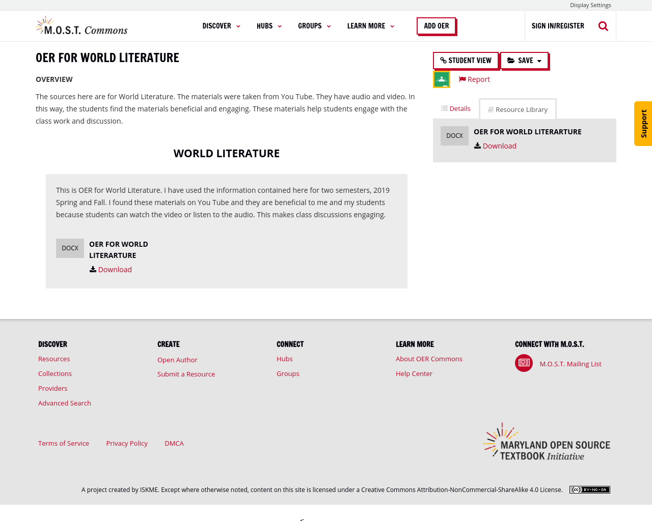 OER for World Literature | Maryland Open Source Textbook (M.O.S.T.) Commons