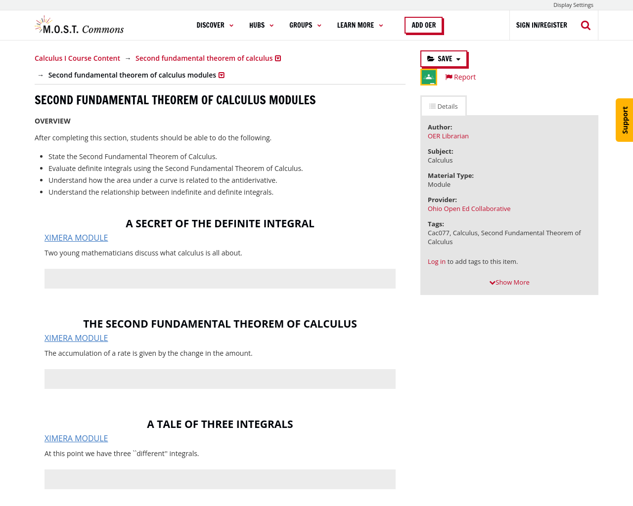 Calculus I Course Content, Second fundamental theorem of calculus ...