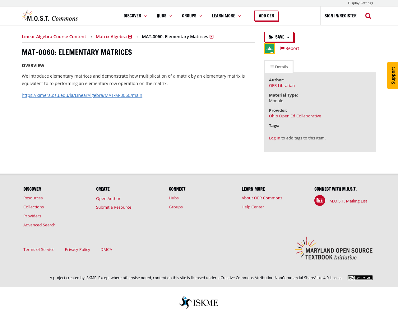 Linear Algebra Course Content, Matrix Algebra, MAT-0060: Elementary ...